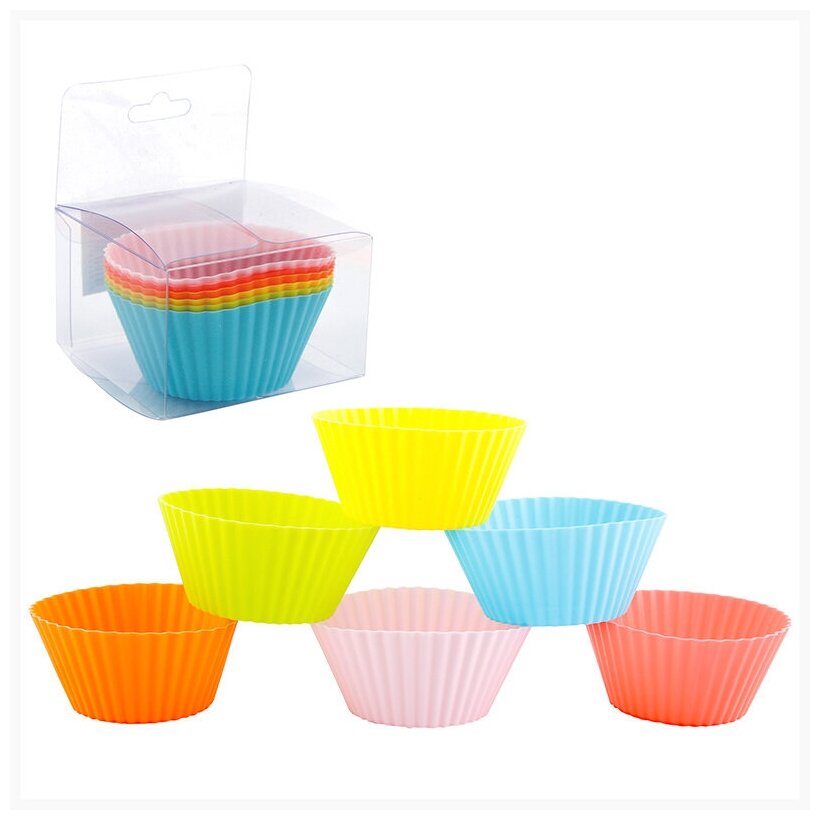 Набор форм для выпечки ROSEO 6 шт силикон 7х4,5х3,5 см 5 гр цвет в ассортименте