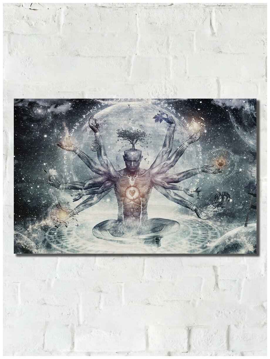 Картина интерьерная на дереве эзотерика души тела космоса провидения таинств йога - 6840 Г
