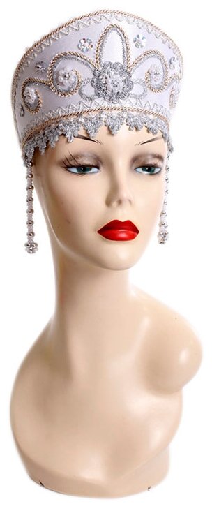 Кокошник "Девичий" КД-01 (Цв: Белый-Серебряный )