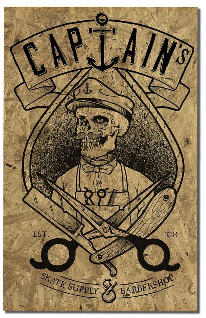 Картина на рельефной доске барбершоп парикмахерская (стрижка, борода, мужчина) - 5554