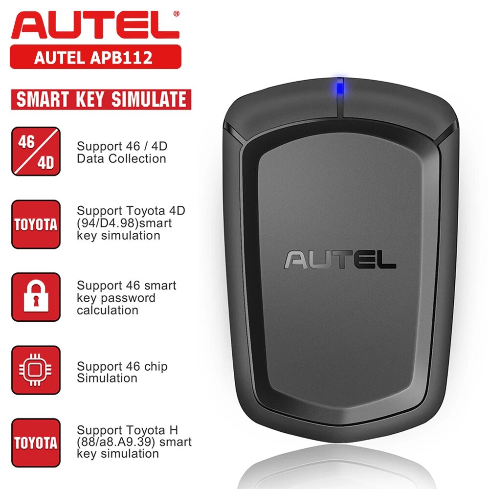Симулятор смарт-ключей Autel APB112 для Toyota 46 4D, сбор данных, совместим с Autel MaxiIM IM508 IM608