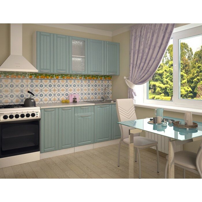 Кухонный гарнитур прямой «Прованс 2», с столешницей, 1800 мм, цвет роялвуд голубой