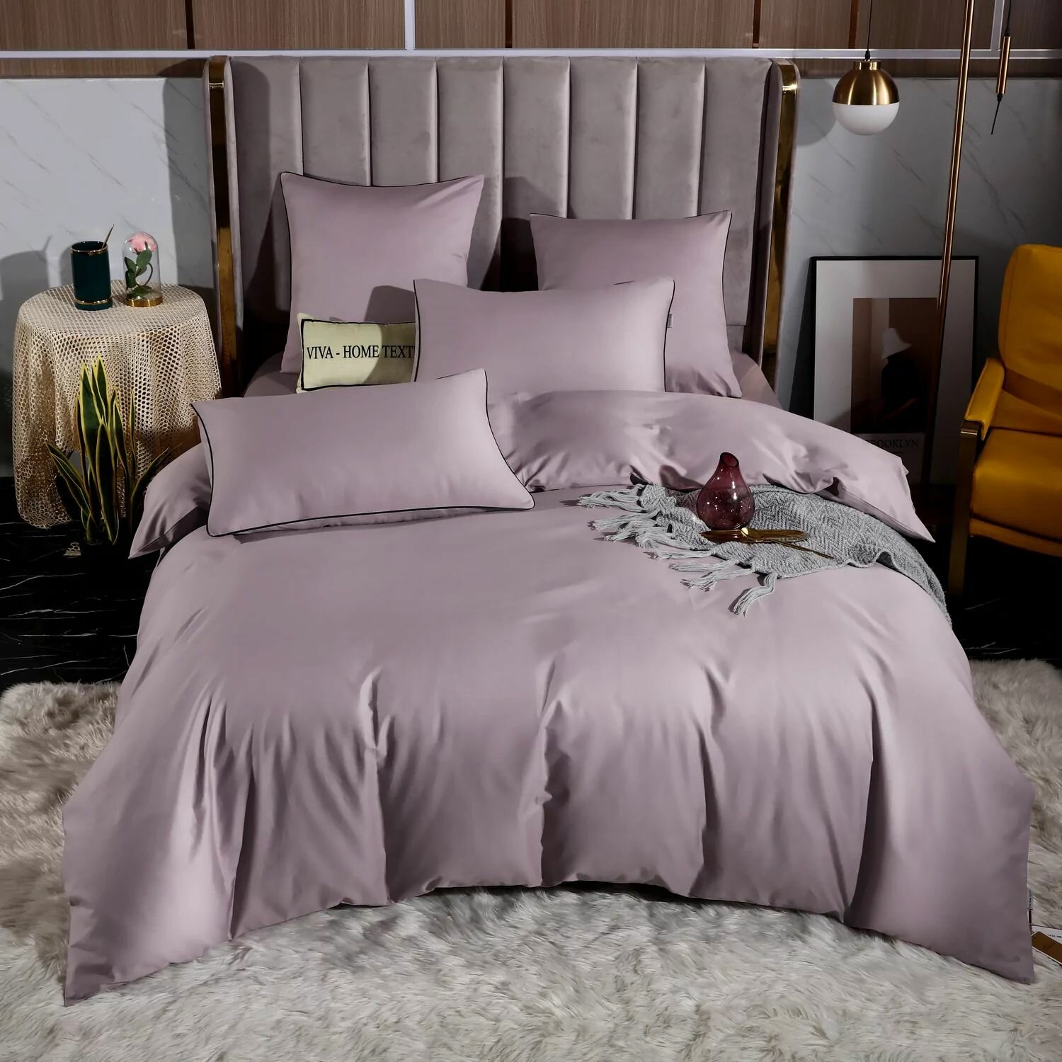 Ситрейд Постельное бельё Однотонный Сатин Элитный на резинке Евро