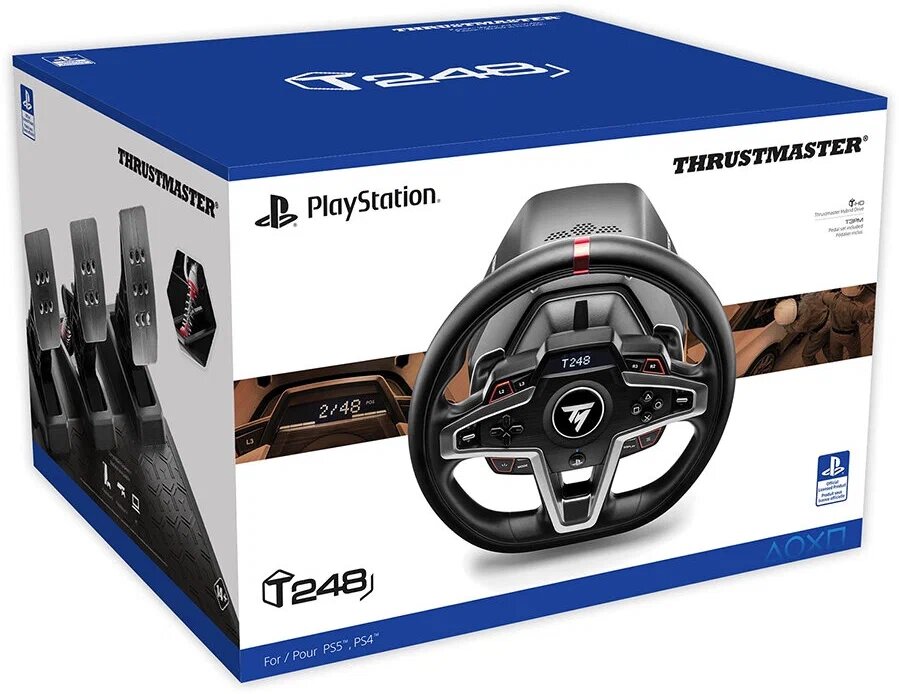 Руль Thrustmaster T248PS, для PS4, PS5 и PC, с педалями, виброотдача — фото 1