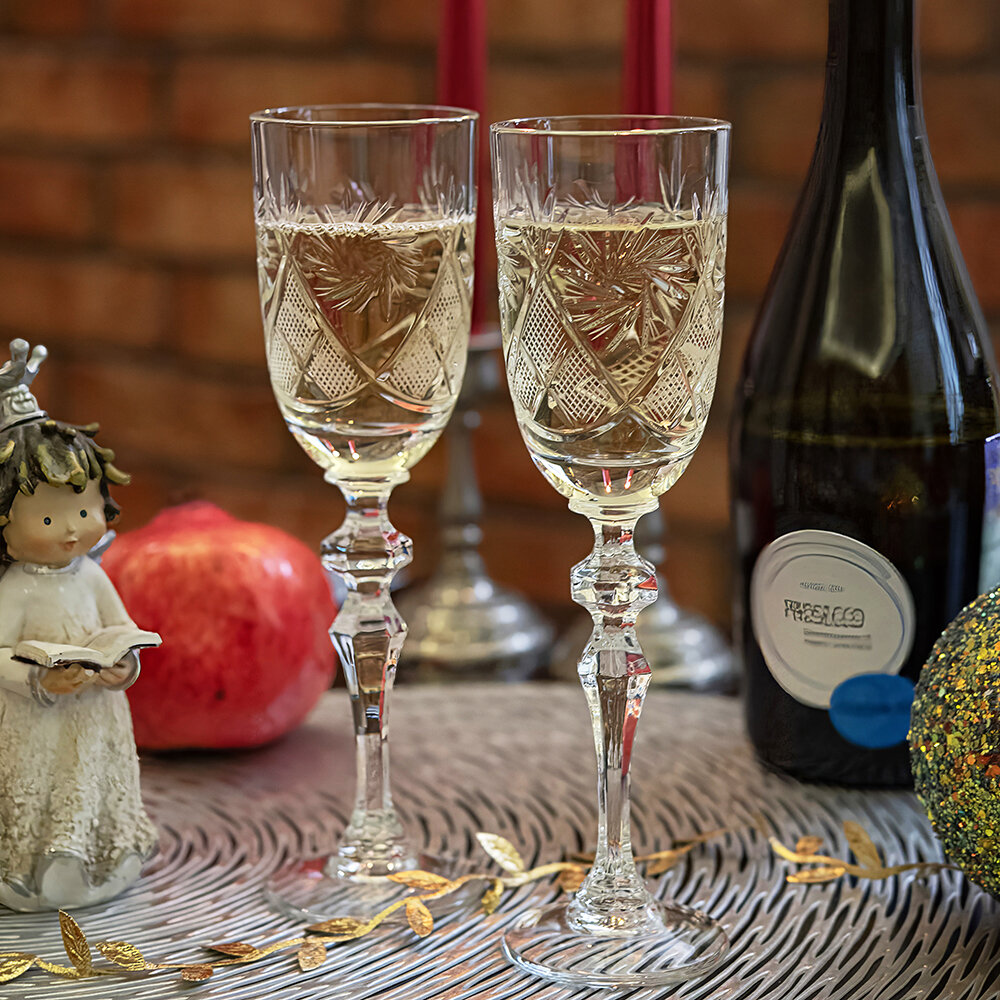 Бокалы для шампанского, игристых вин, коктейлей, хрустальные 160 мл. набор 6 шт. Неман 6413 1000/1