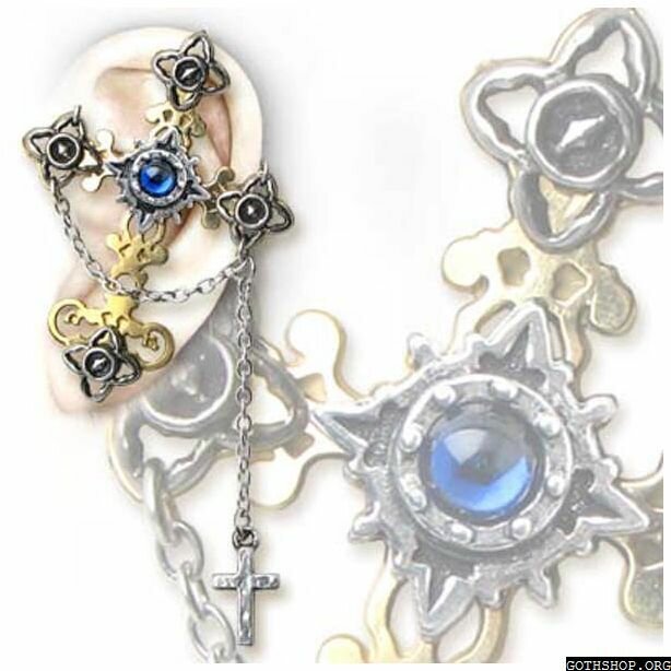 Серьги каффы, искусственный камень