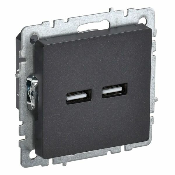 Розетка встраиваемая USB IEK BRITE A+A 3,1А BR-U21-D31-K02 РЮ10-1-БрЧ черный