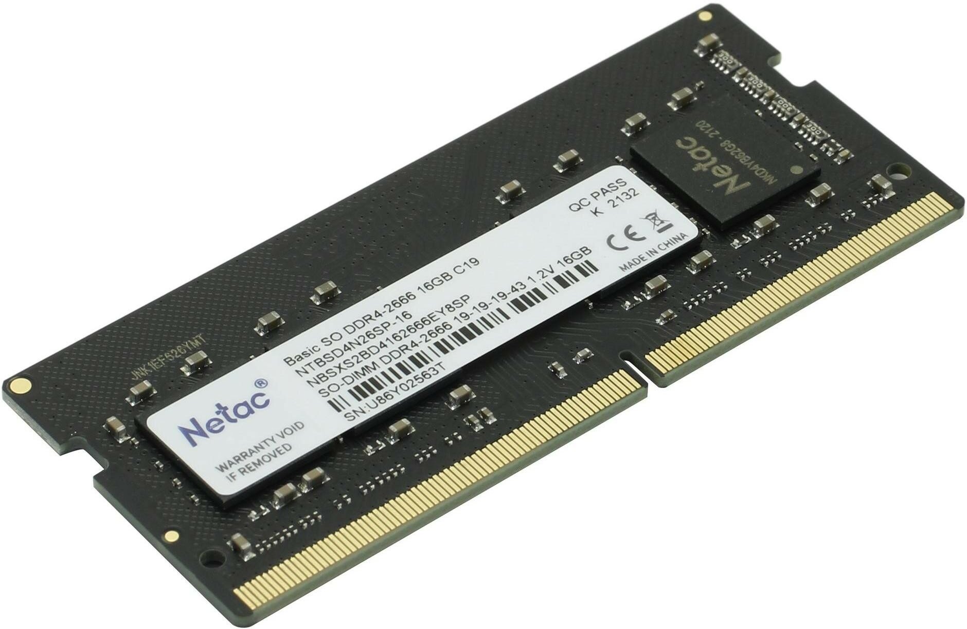 Оперативная память Netac NTBSD4N26SP-16, DDR4, 16ГБ, 2666МГц