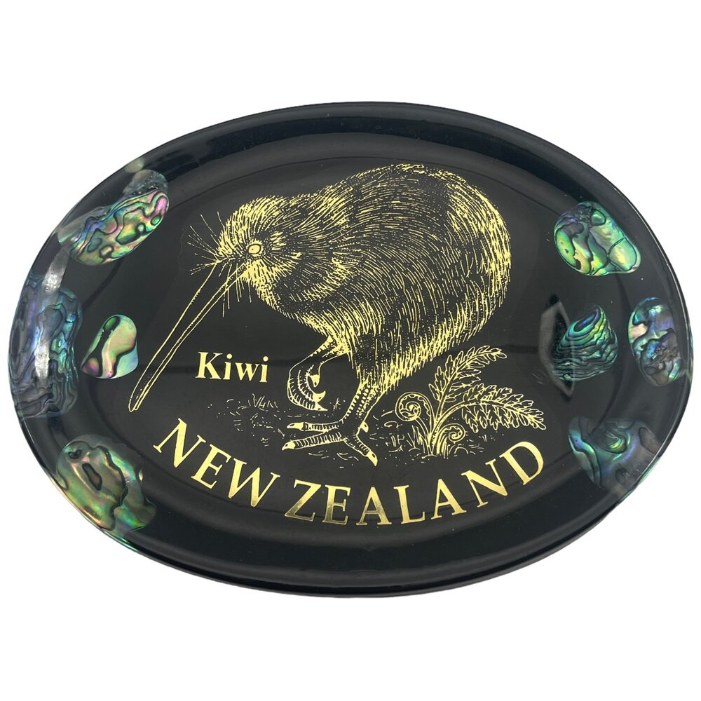 Панно декоративное "Kiwi" 10*14 см, 1994-1999 гг, пауа, позолота, Flordland, Новая Зеландия