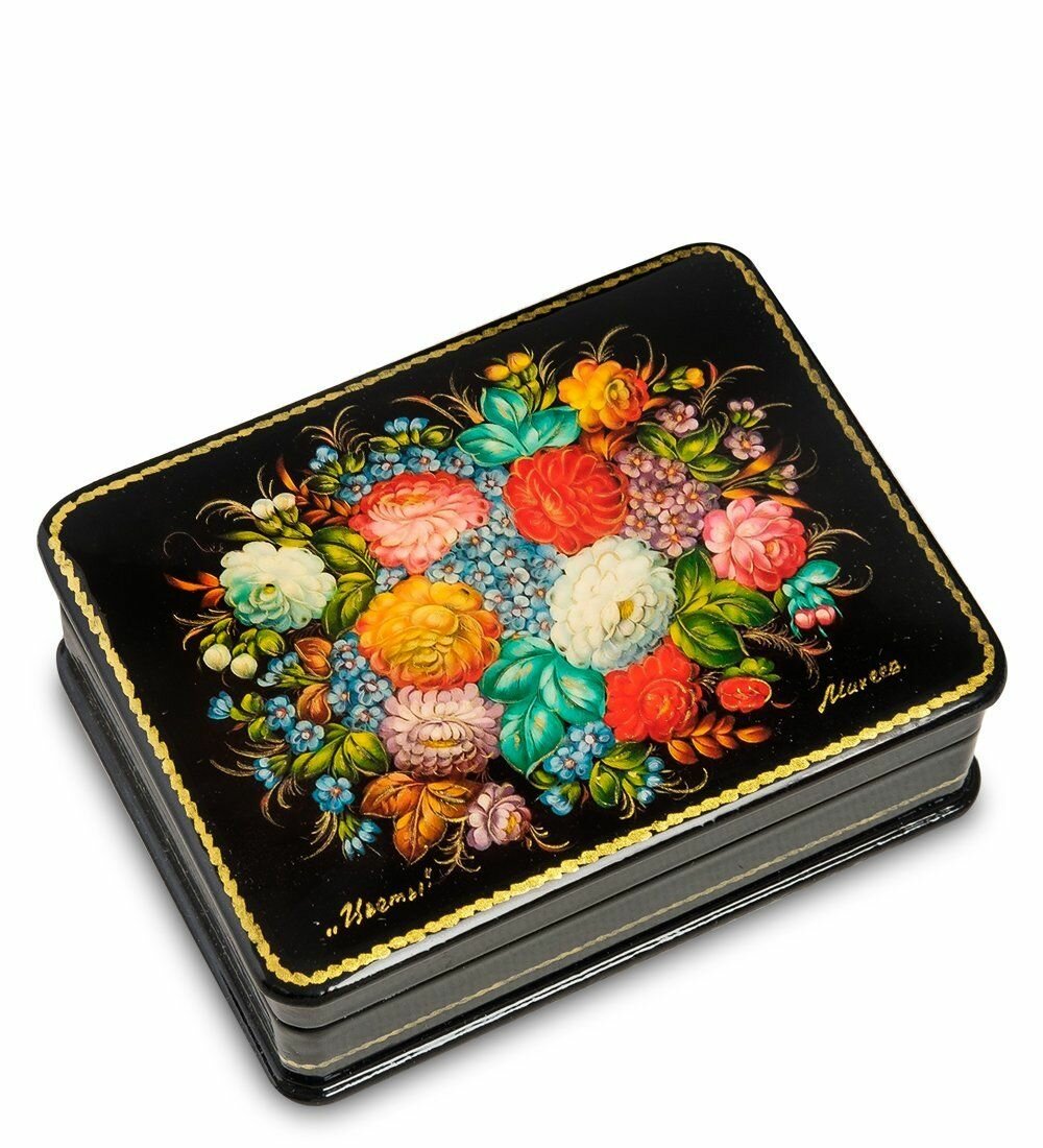 Шкатулка в технике декупаж Цветы (10х8х3,5)