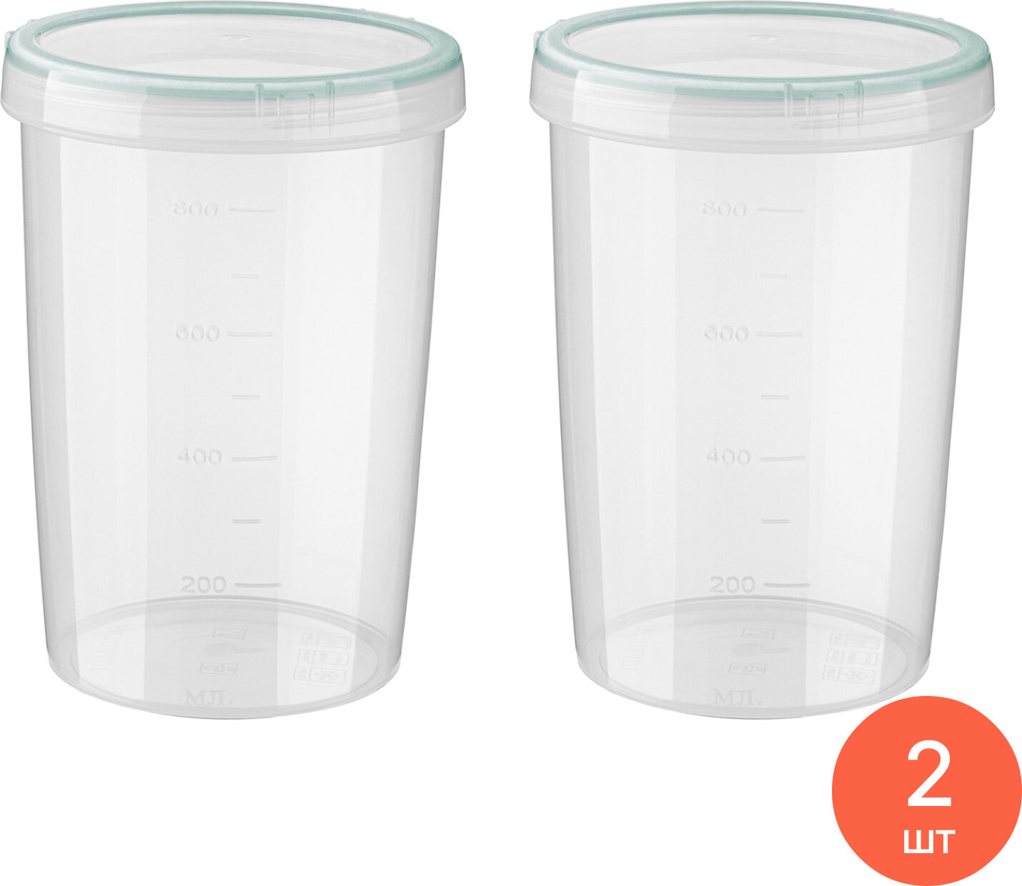 Банка для сыпучих продуктов Phibo / Фибо Винтаж с закручивающейся крышкой пластиковая, прозрачная, 1л / посуда для кухни (комплект из 2 шт)