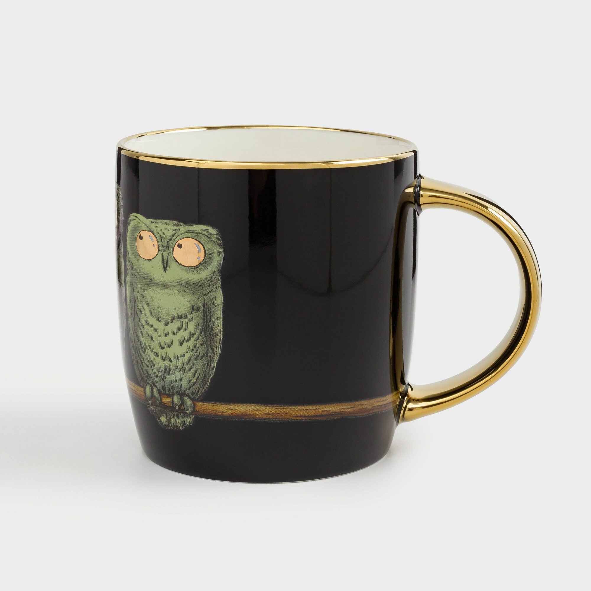 Кружка, 380 мл, фарфор N, черно-золотистая, Совы, Owl, Kuchenland