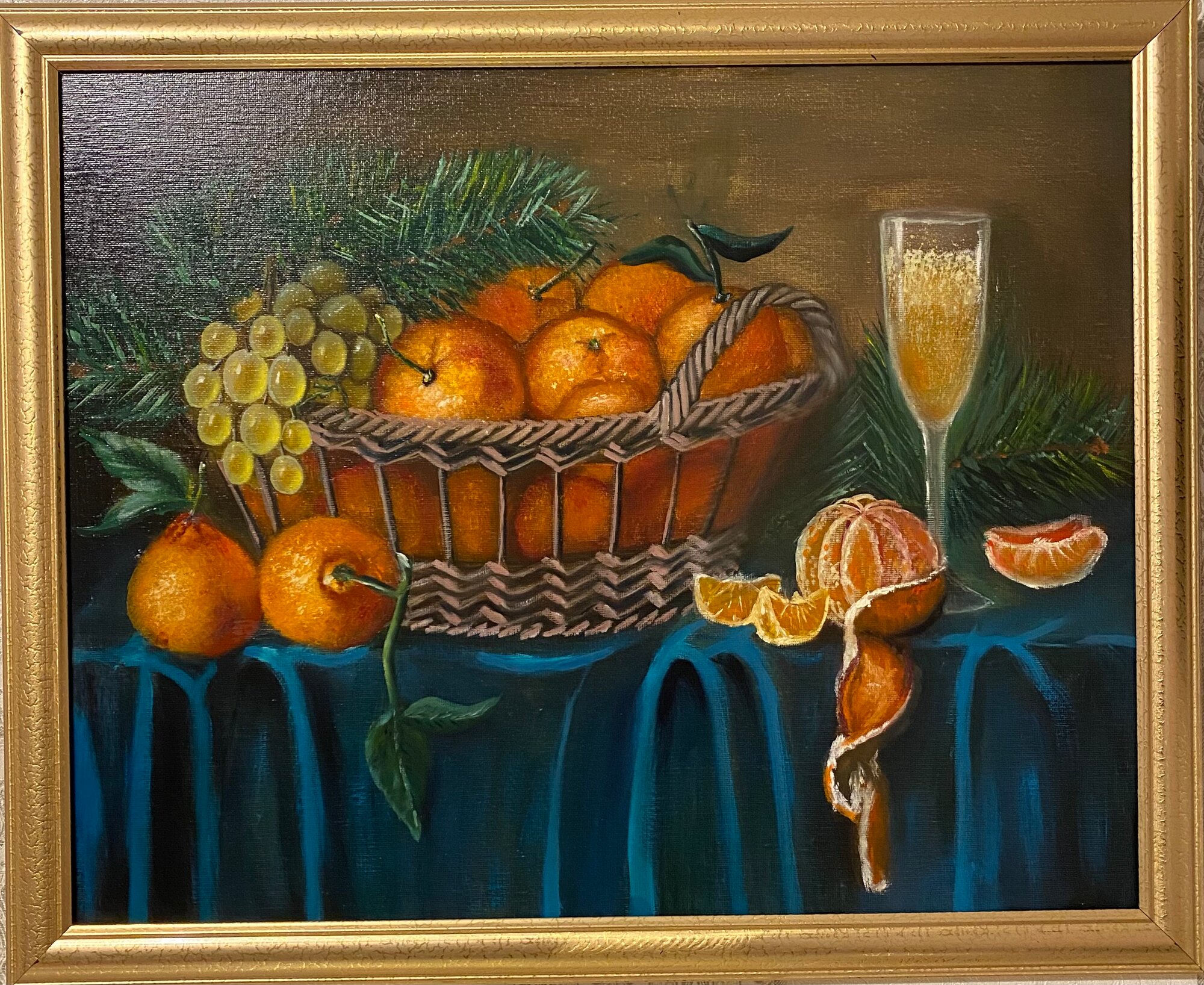Картина "Мандарины" 40х50, ручная работа, масло, в раме