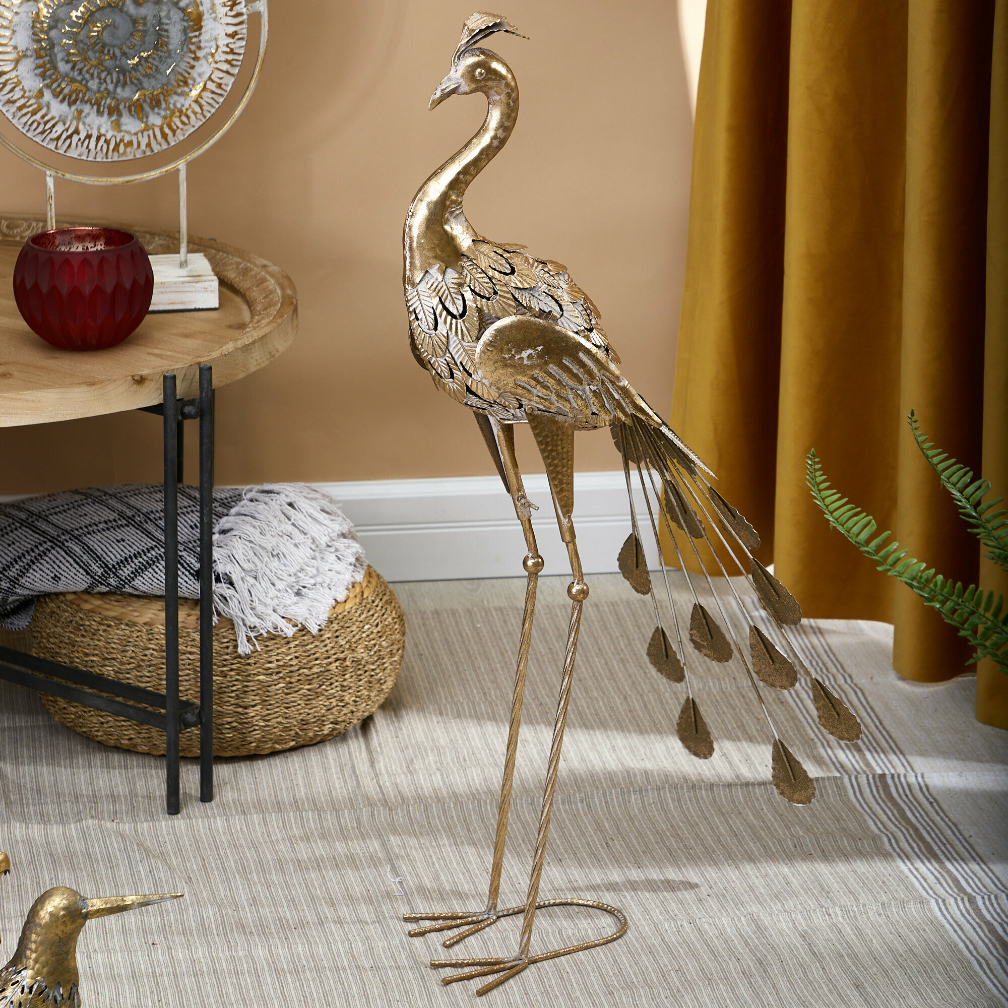 57-241 Декор напольный Павлин 40х22х86см, Железо, золотистый, Glasar