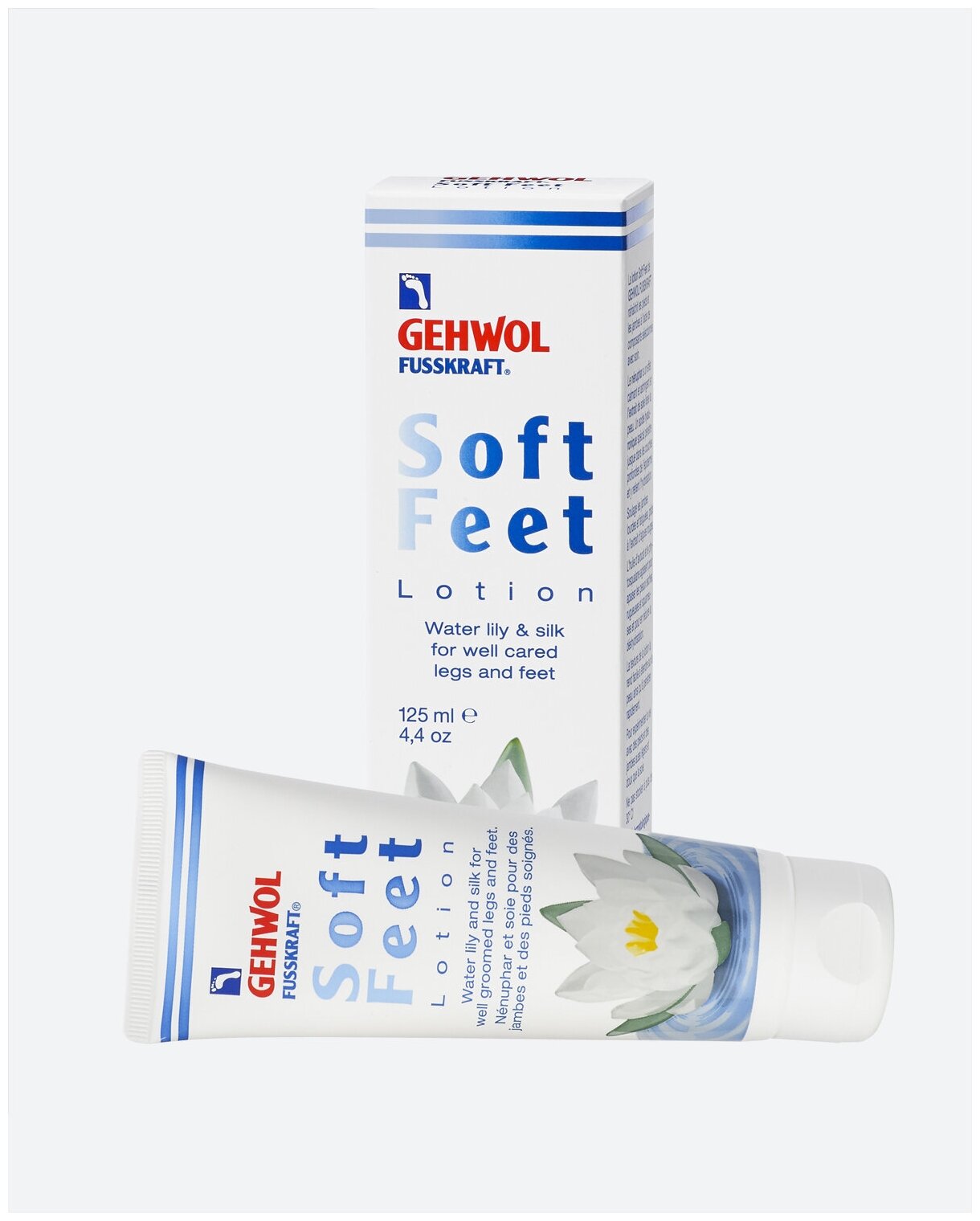 Увлажняющий лосьон Водяная лилия и шелк Gehwol Fusskraft Soft Feet Lotion Water Lily And Silk для сухой кожи ног 125 мл.