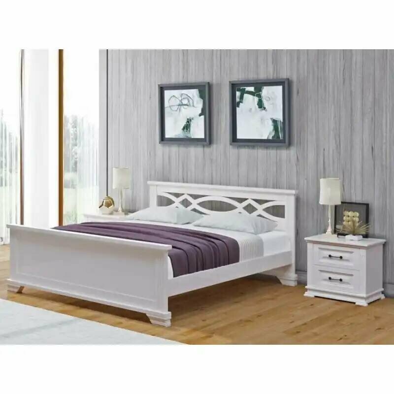 Двуспальная кровать рианна Лира, 160x200 см, каркас из массива сосны, цвет белый