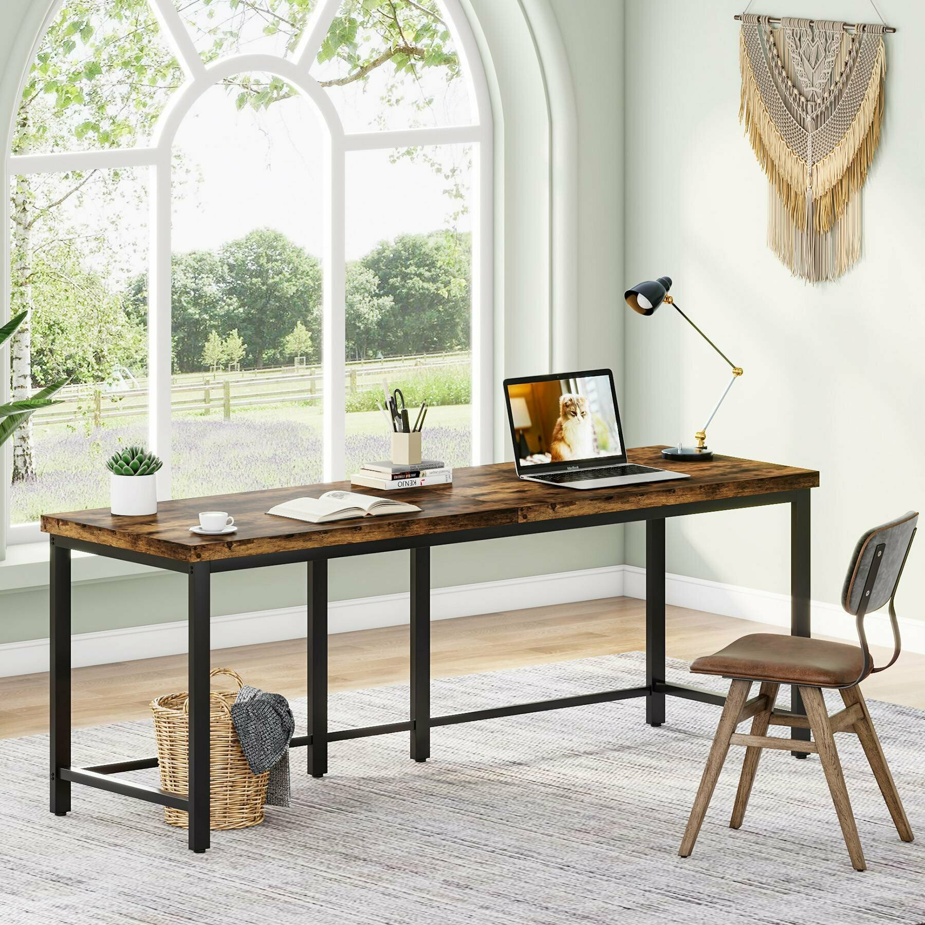 Компьютерный / письменный стол Лофт из металла и массива дерева от MetalCraft Модель 17