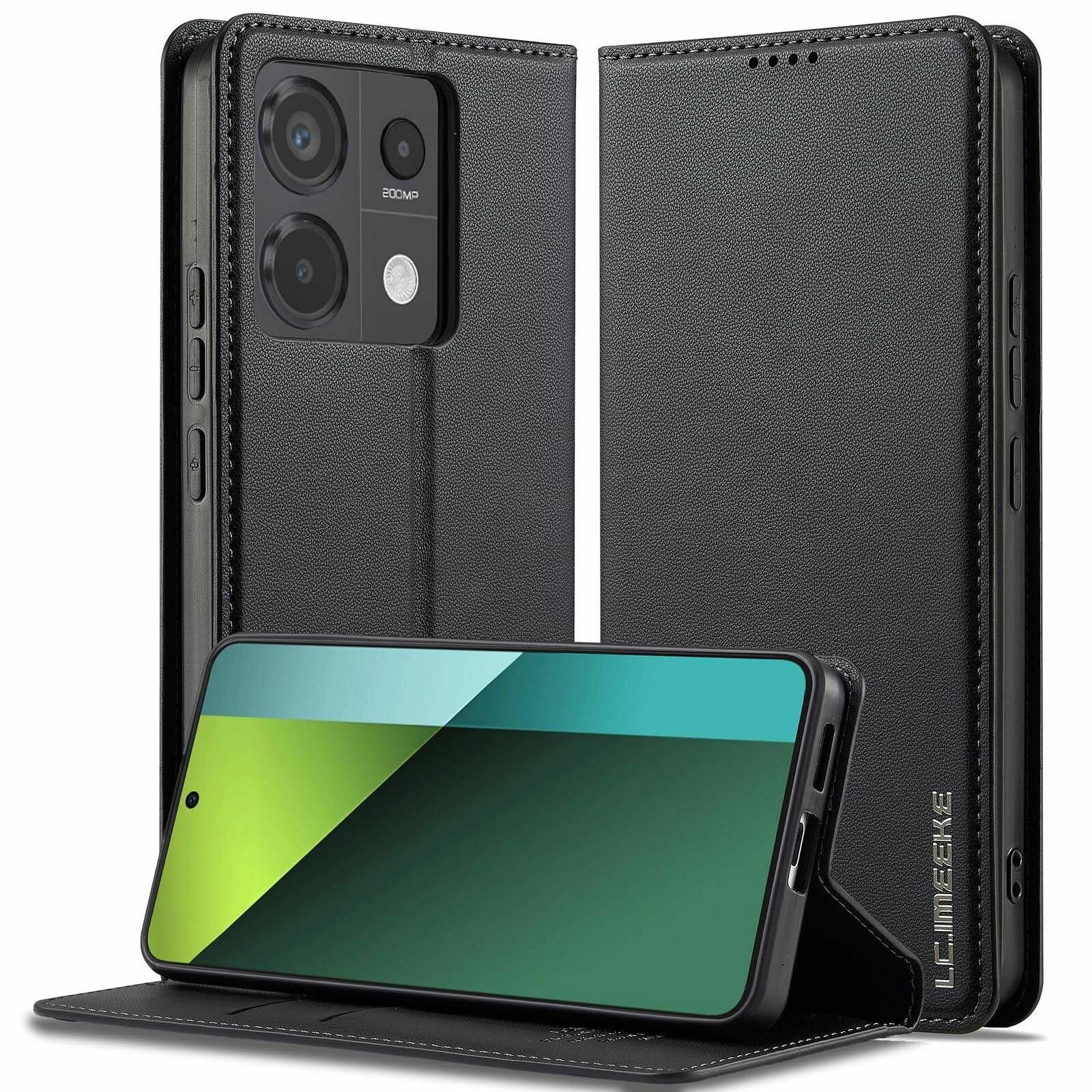 Чехол-книжка LCIMEEKE / MyPads для Xiaomi Redmi Note 13 Pro 4G и Poco M6 Pro 4G (Редми Нот 13 Про 4G и Поко М6 Про 4G) из натуральной кожи