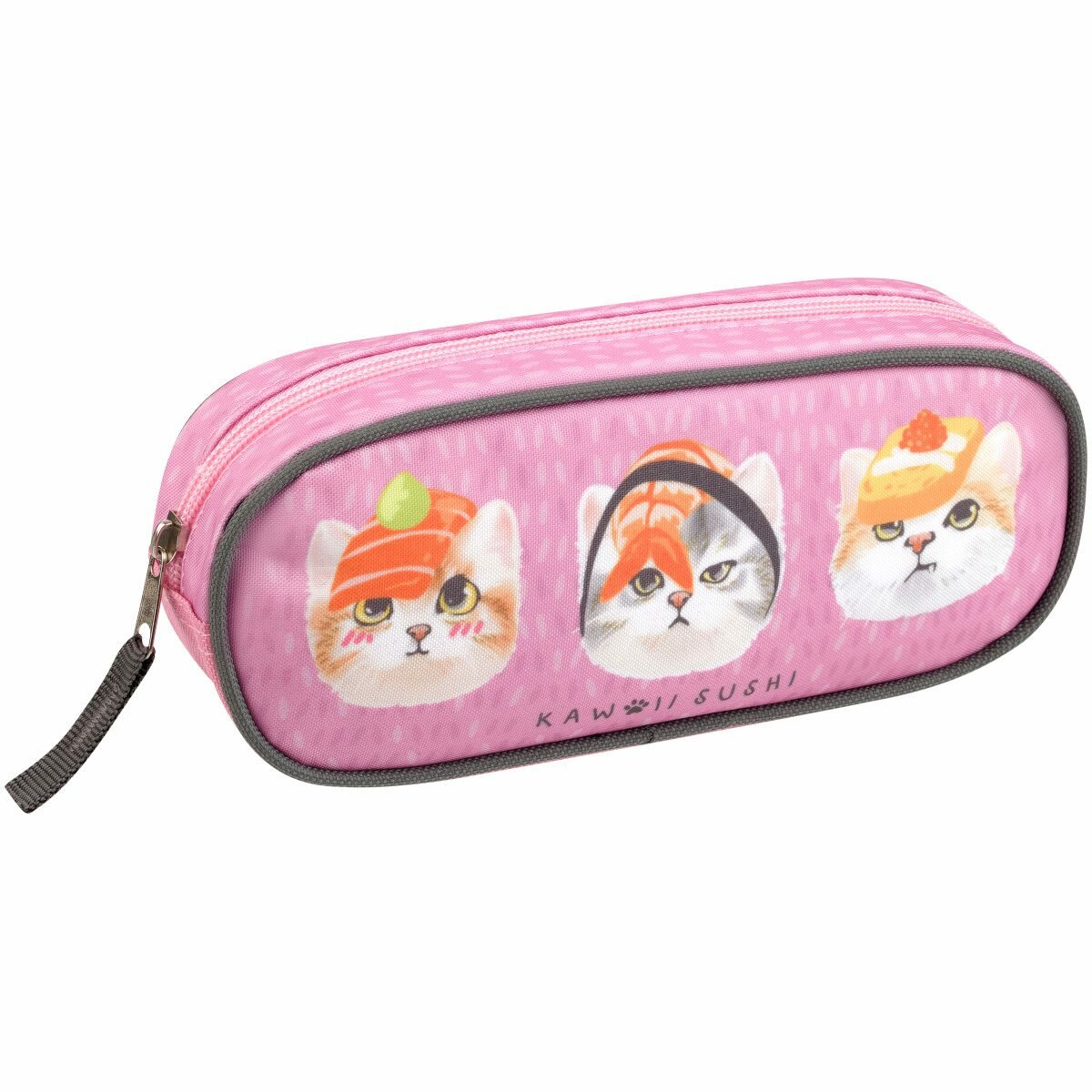 Пенал школьный 1 отделение ArtSpace "Sushi Cats", полиэстер, 210х80х45мм (Sch_57598), 10шт.