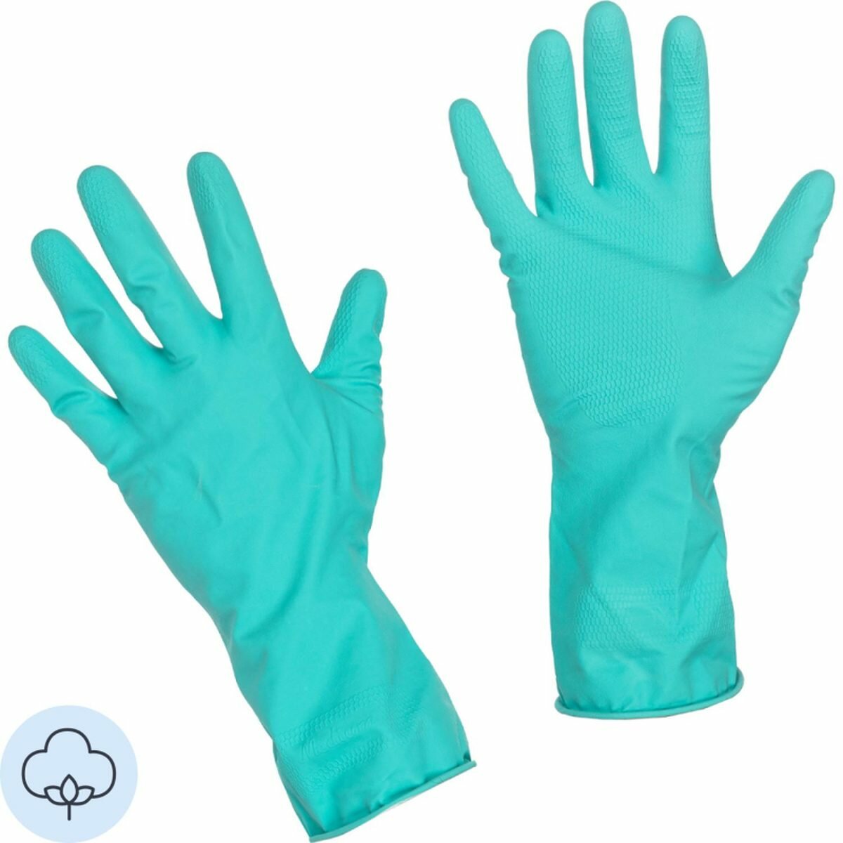 Перчатки защитные латексные Paclan Practi Extra Dry с хлопковым напылением, бирюзовые, размер 9 (L), 20 пар (407351)