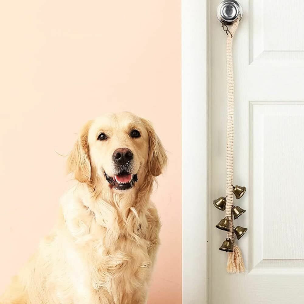 Колокольчик для дрессировки домашних животных Дверной звонок, подвешенный на деревянной бусине