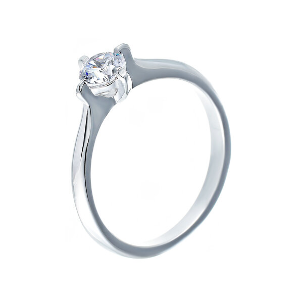 Кольцо помолвочное, серебро, 925 проба, родирование, циркон