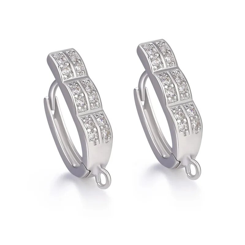 Juya Сережки-крючки для изготовления украшений Серебряный, 1 Pair-2 Pieces, White Gold