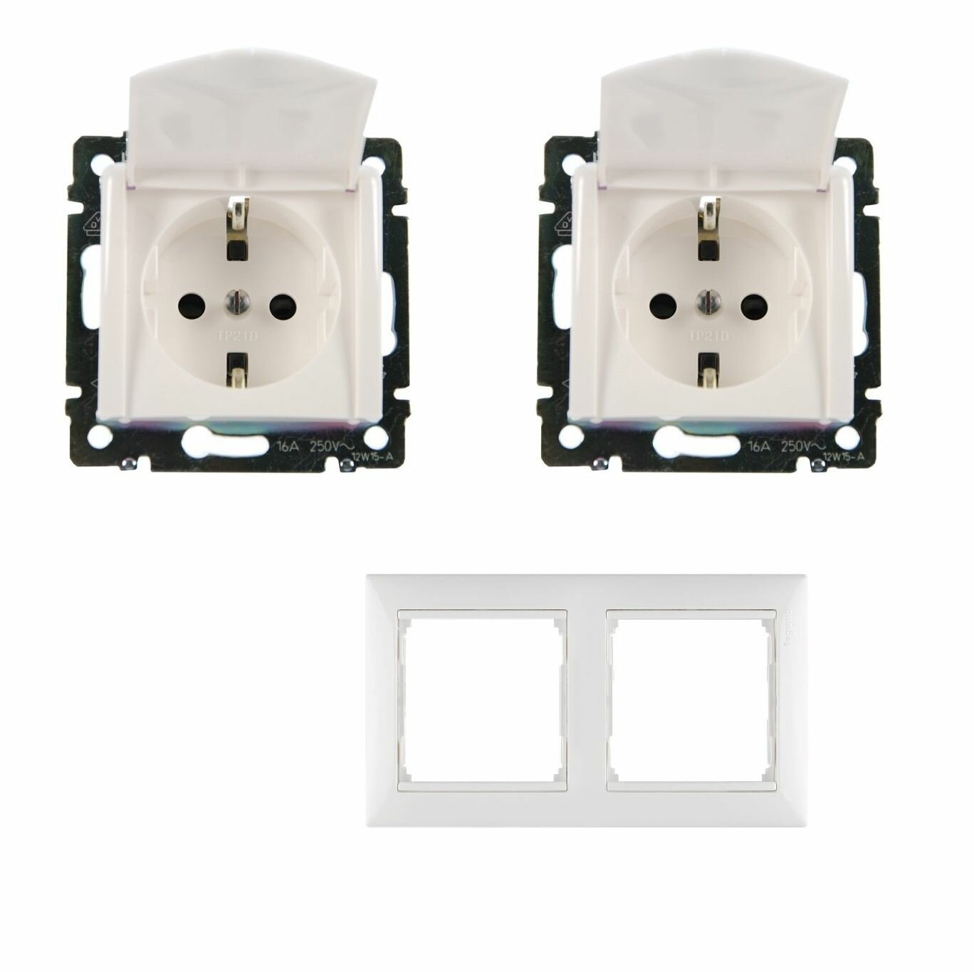 Legrand розетка с крышкой 4422 2шт с рамкой 2 поста, белая, влагозащищенная