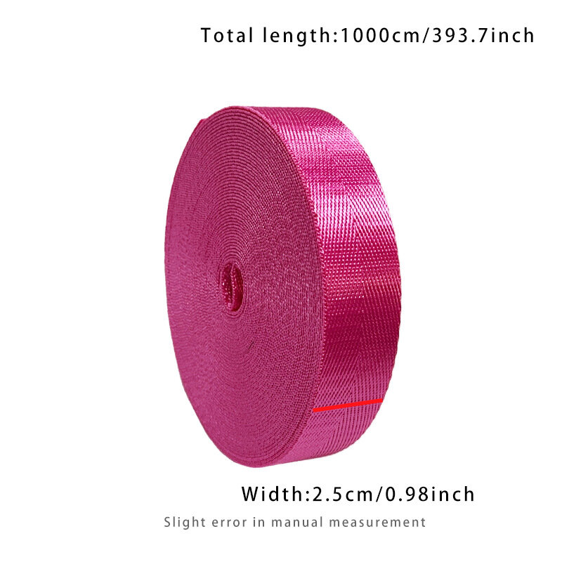 Рулон ленты, искусственный нейлон, цвет фуксия, 10 м, 900D, 2,5 мм