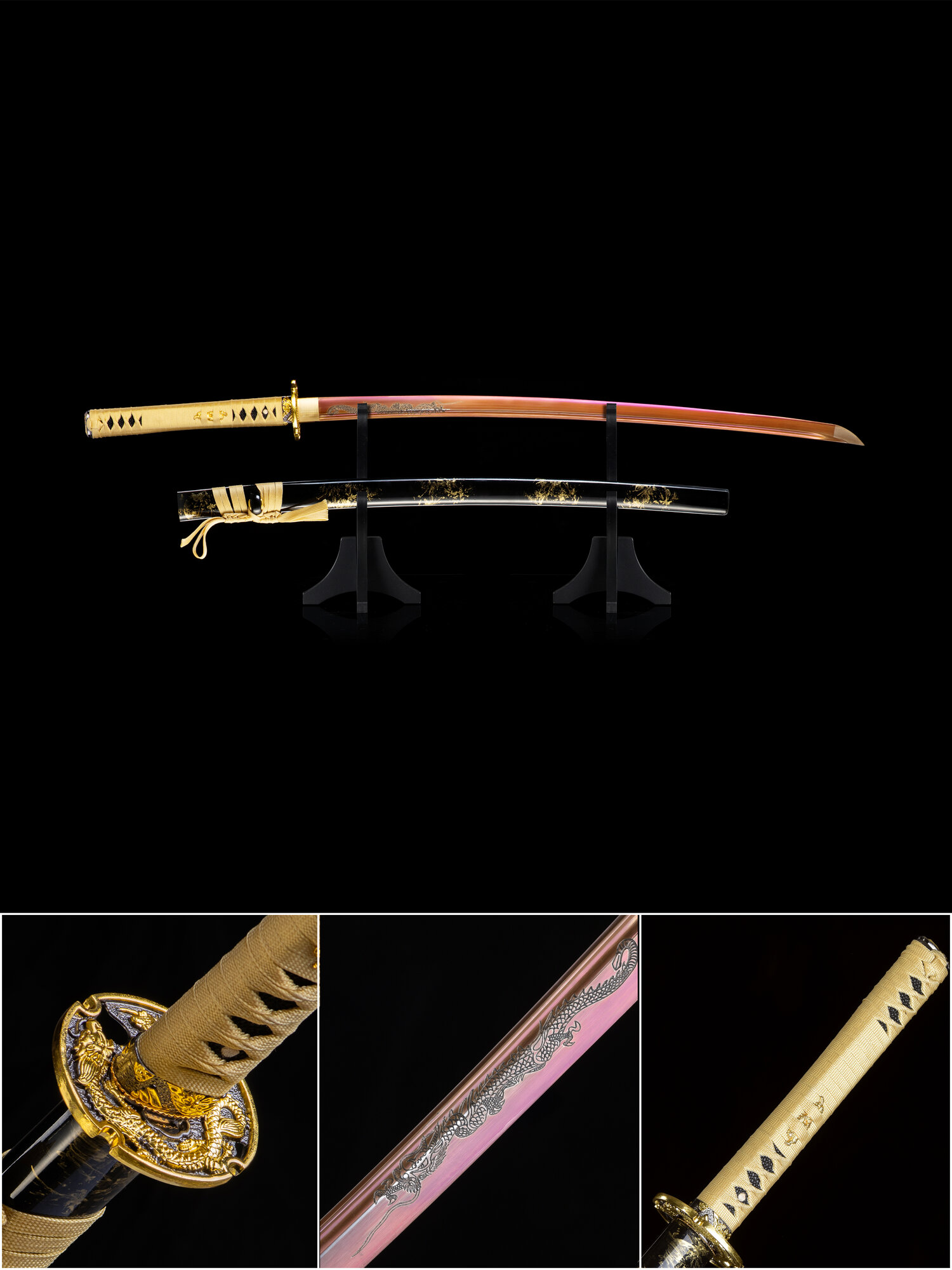 Катана металлическая на подставке/ меч металлический/ сувенирное оружие.