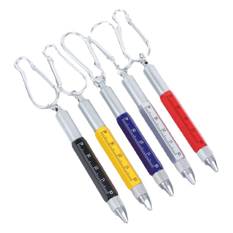 Ручка шариковая, с карабином, серебристая