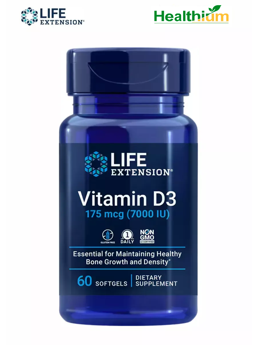 Life Extension Vitamin D3 7000IU 60 софтгелевых капсул Витамин Д3 7000, Vitamin D-3 175 mcg, Для иммунитета, здоровые кости и зубы
