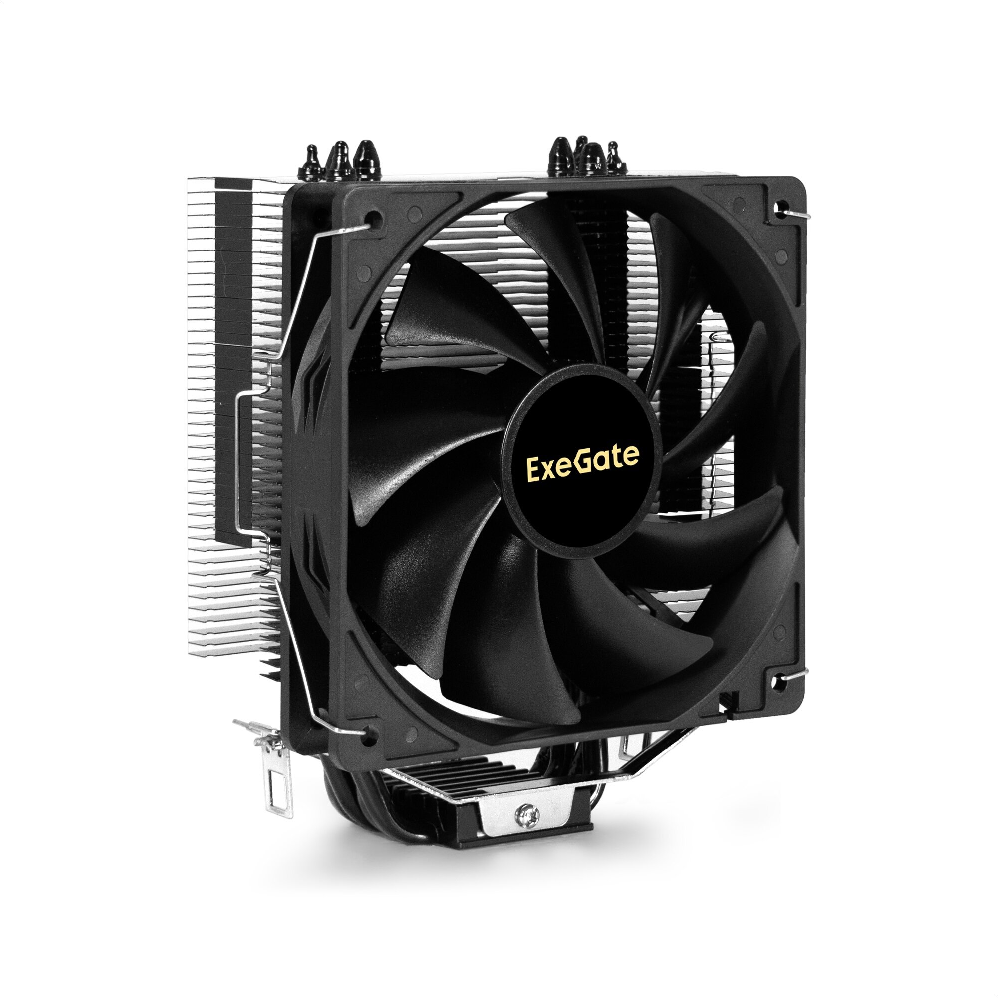 Кулер ExeGate Dark Magic EXX400-PWM (Al+Cu, черное покрытие, 4 тепл. трубки, LGA775/1150/1151/1155/1156/1200/1700/1851/AM2/AM2+/AM3/AM3+/AM4/AM5/FM1/FM2/754/939/940, TDP 140W, Fan 120mm, PWM, 1200-2100RPM, Hydro bearing, 4pin, 11-24db) EX286299RUS