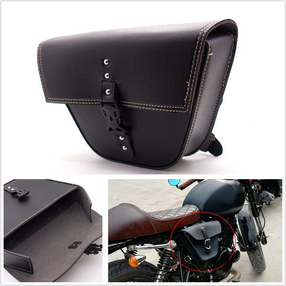 Боковая седельная сумка Cafe Racer из синтетической кожи для мотоциклов, квадроциклов, велосипедов, треугольный дизайн, водостойкая, прочная
