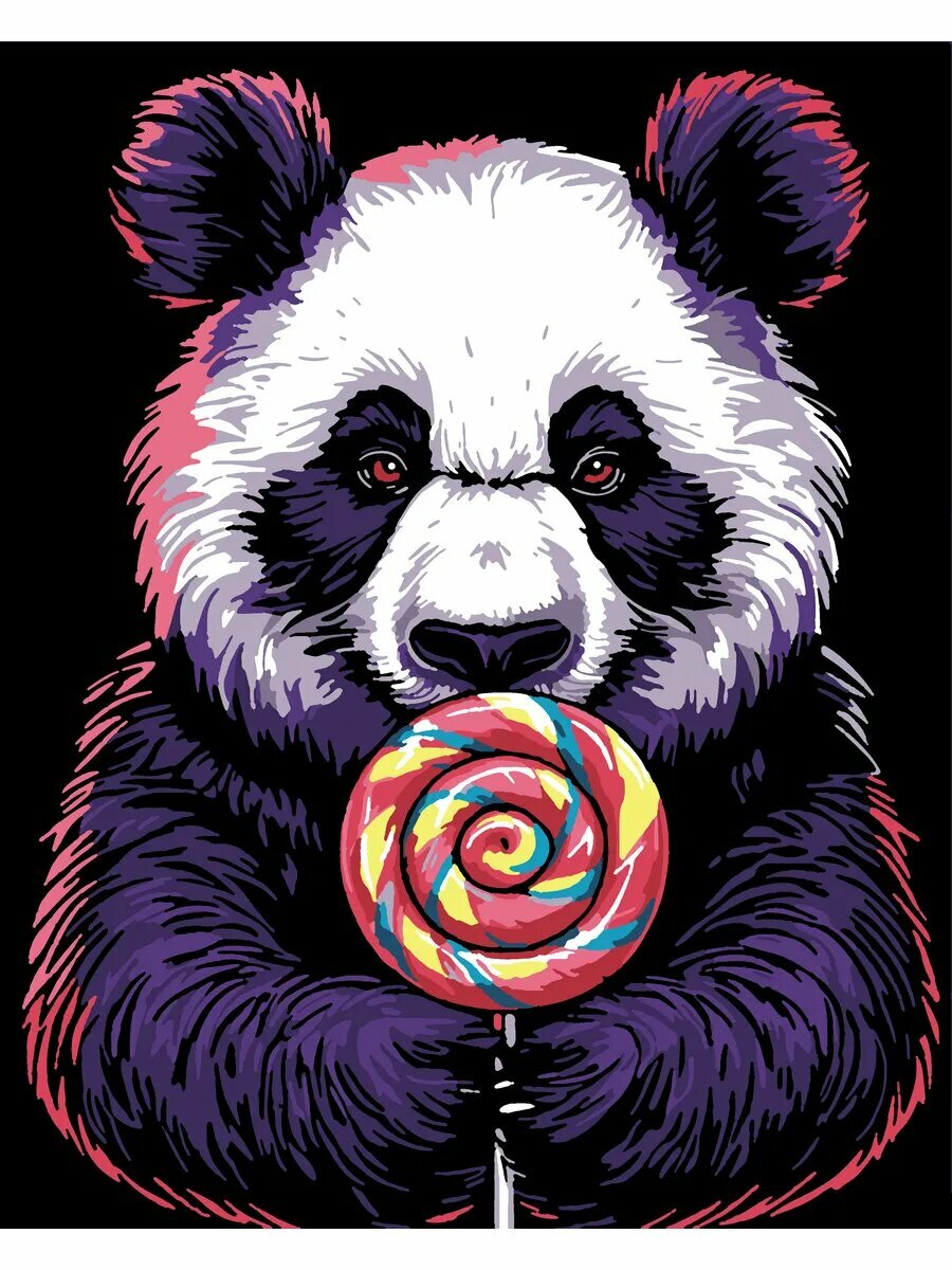 Картина по номерам Тут рисуют "Панда и леденец", 40x50 см, холст на подрамнике