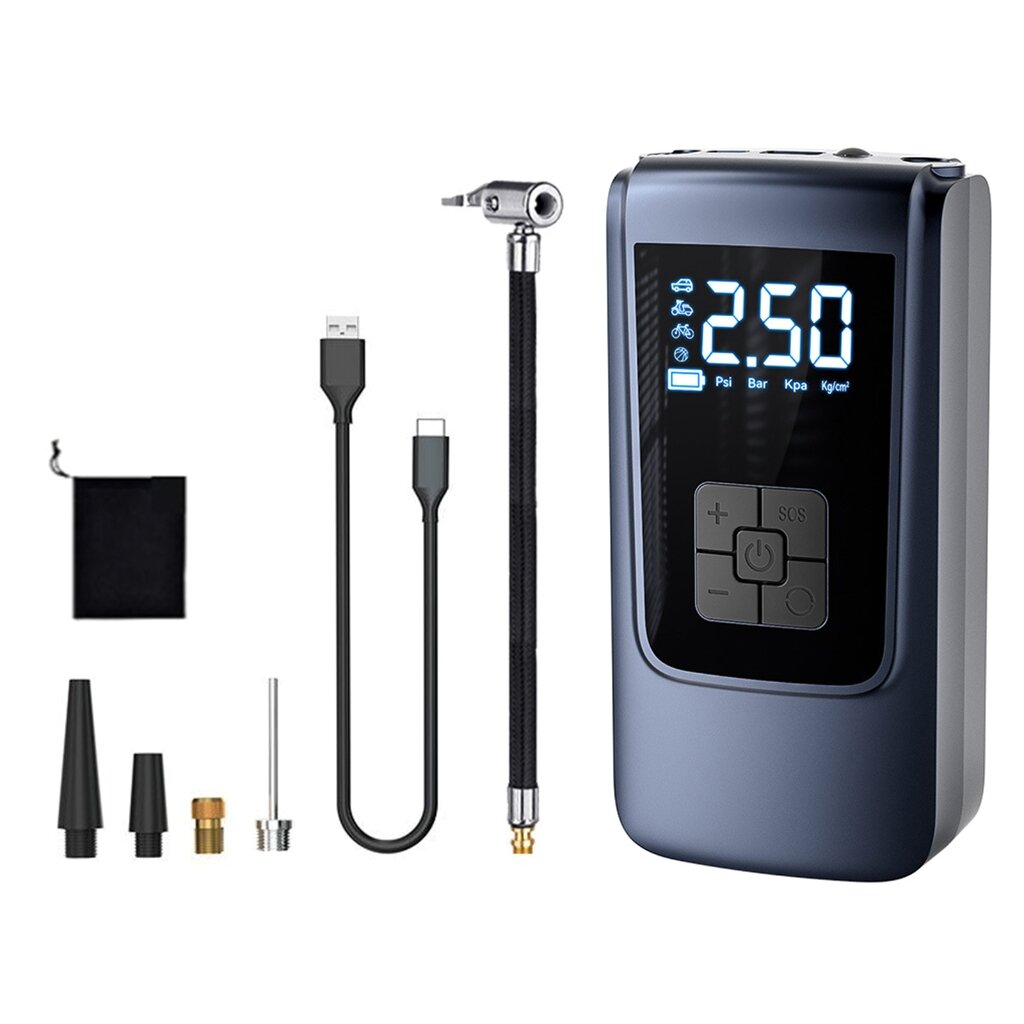 Воздушный насос, воздушный насос для шин, портативный воздушный насос с интеллектуальным цифровым дисплеем-тип USB