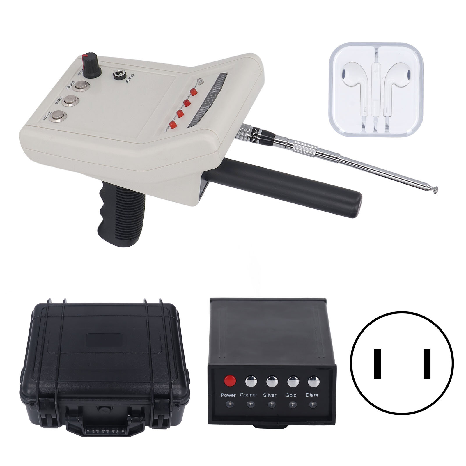 Металлоискатель, дальность 1000 м, глубина 15 м, для поиска сокровищ, US вилка