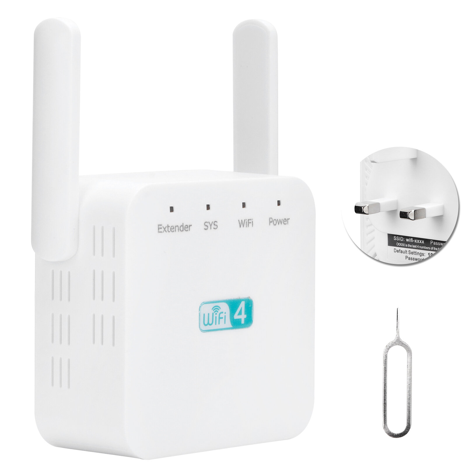 Ретранслятор 300м, усилитель сигнала с двойной антенной, вилка UK, 100-240В