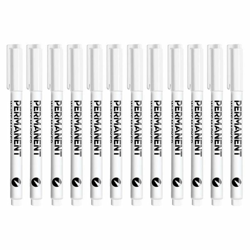 Белый перманентный маркер 0.2 мм для ткани, 12 палочек