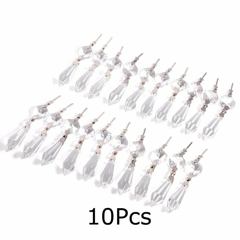 Подвеска из прозрачных бусин восьмиугольной формы для люстры, Подвесное украшение для свадьбы и дома,37 мм, 10 штук