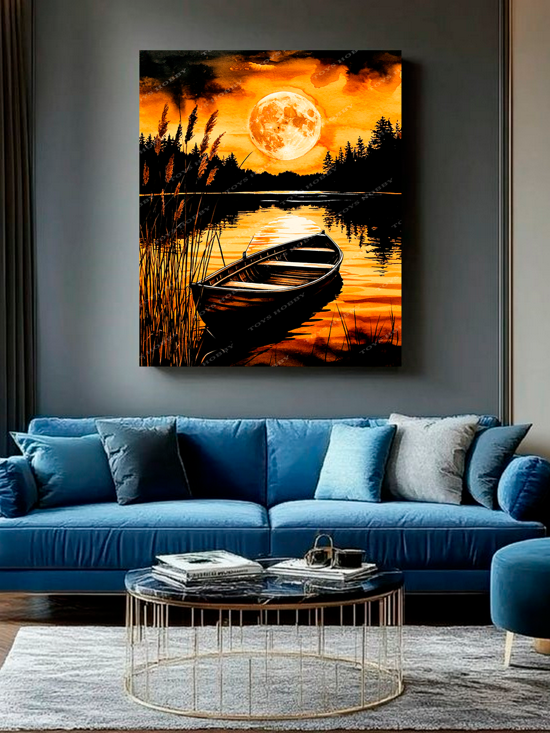 Картина по номерам "Лунная ночь" 40х50 см, хлопковый холст на подрамнике, акрил, АртТойс