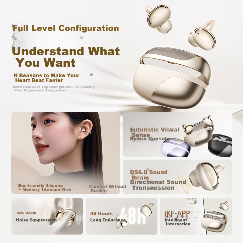 IKF C01 Костная проводимость Bluetooth наушники для спорта - Долгий срок работы, шумоподавление, подключение к