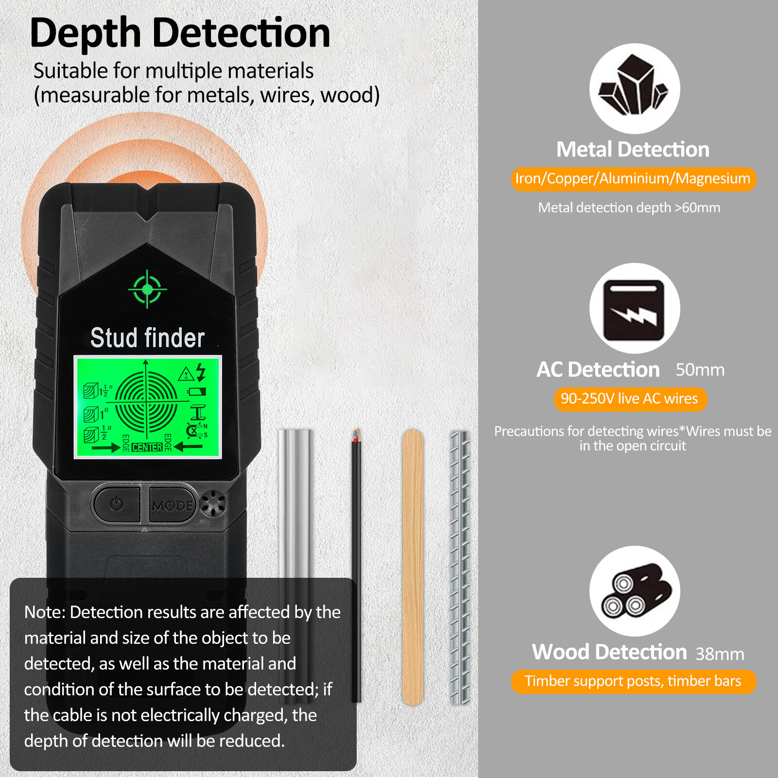 Детектор проводки/металла/дерева Stud Finder Wall Scanner 6-в-1 с магнитом, LCD