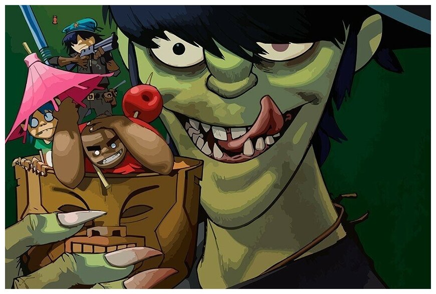 Картина по номерам на холсте музыка Gorillaz - 8639 Г 60x40
