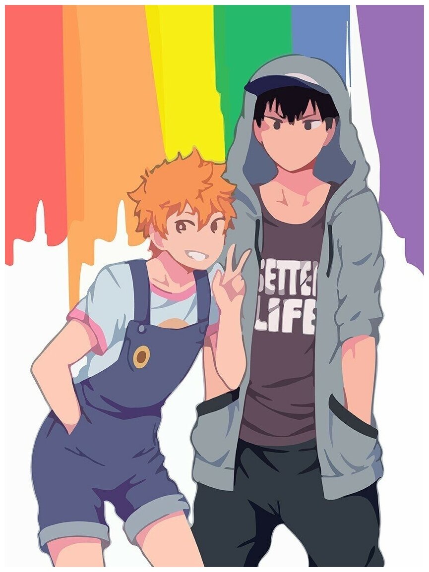 Картина по номерам на холсте аниме Волейбол (Haikyuu, Хината, Акаши, Бокуто) - 8127 В 30x40