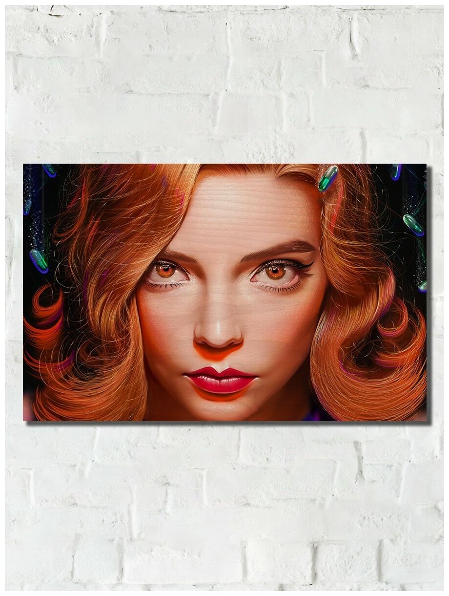 Картина интерьерная на дереве сериал Ход королевы Аня Тейлор-Джой - 6814 Г