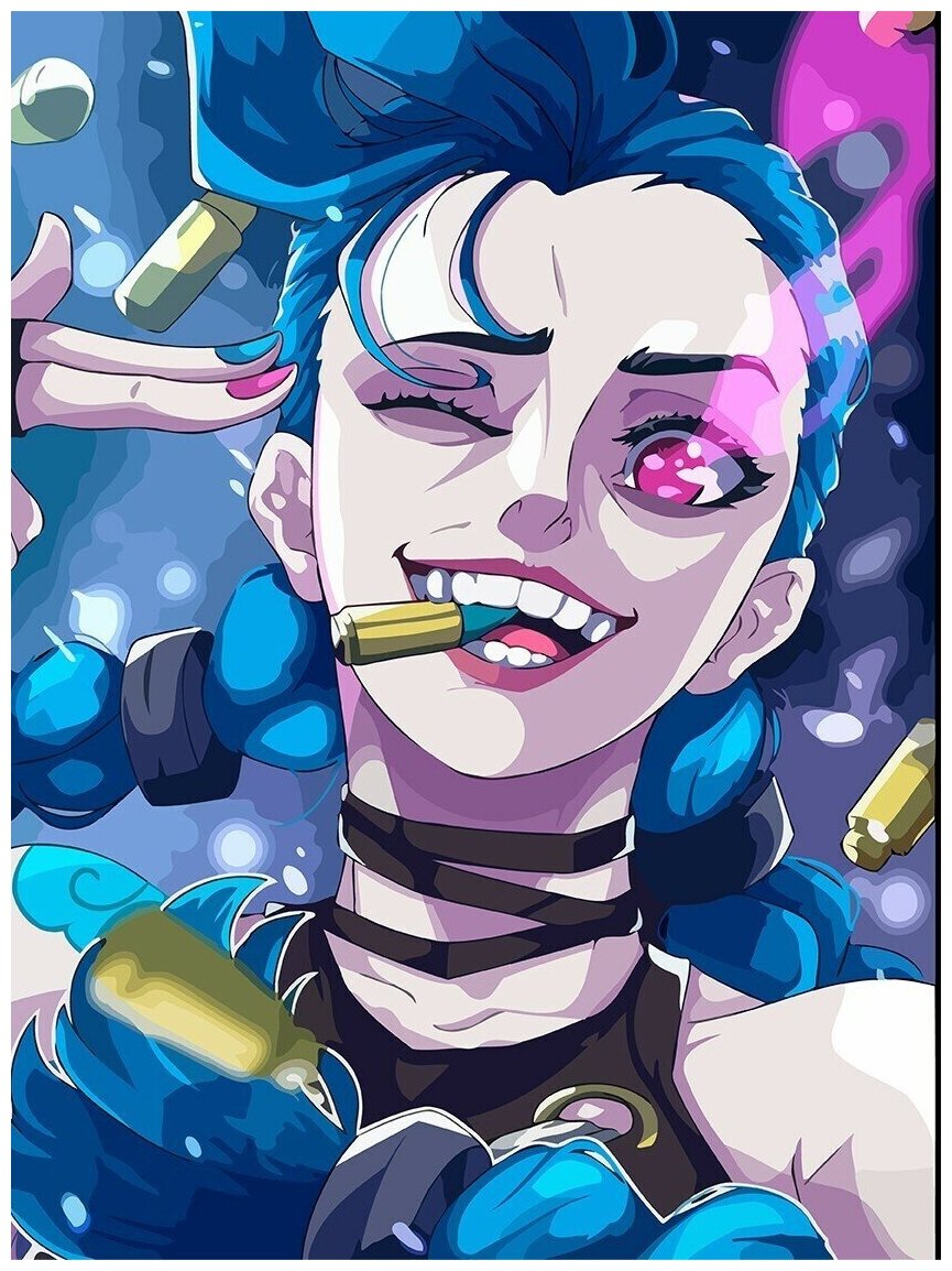 Картина по номерам на холсте мультфильм Аркейн (Джинкс, Вай, Паудер, LOL, Лига Легенд) - 8232 В 30x40