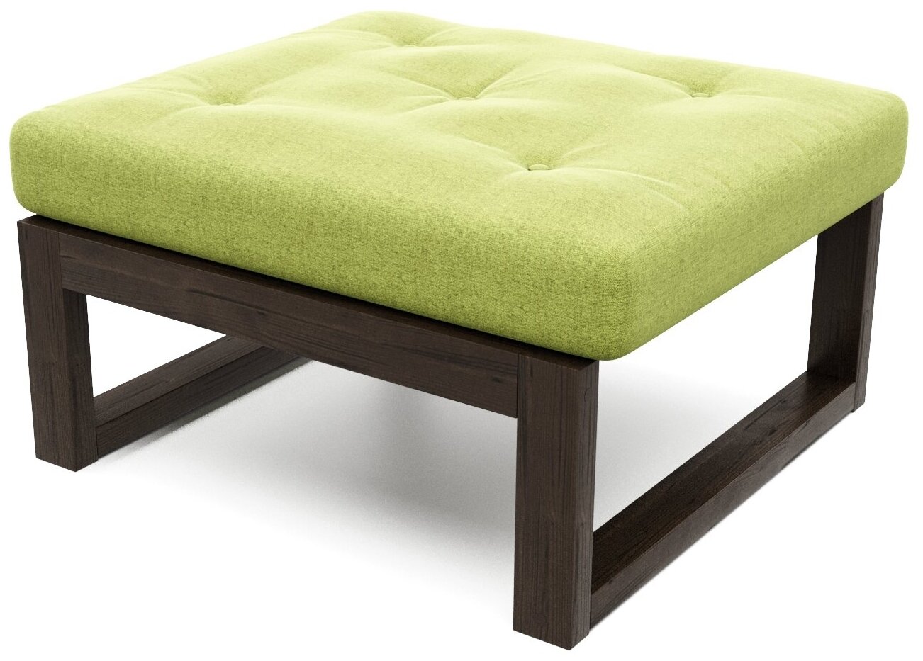 Мягкий пуфик большой Arsko Амбер, салатовый-венге, рогожка, деревянный, в прихожую, в коридор, под ноги к креслу, лофт