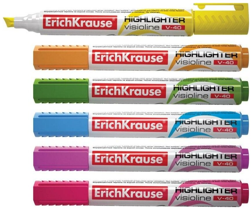 ErichKrause Текстмаркер "Visioline V-40", 0,56-4 мм, желтый