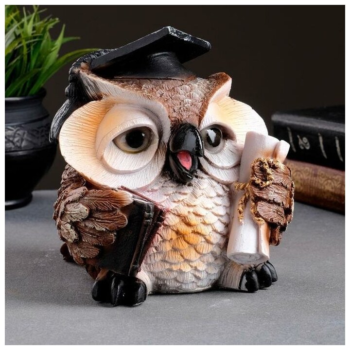 Фигура "Сова ученая" 17см коричневая
